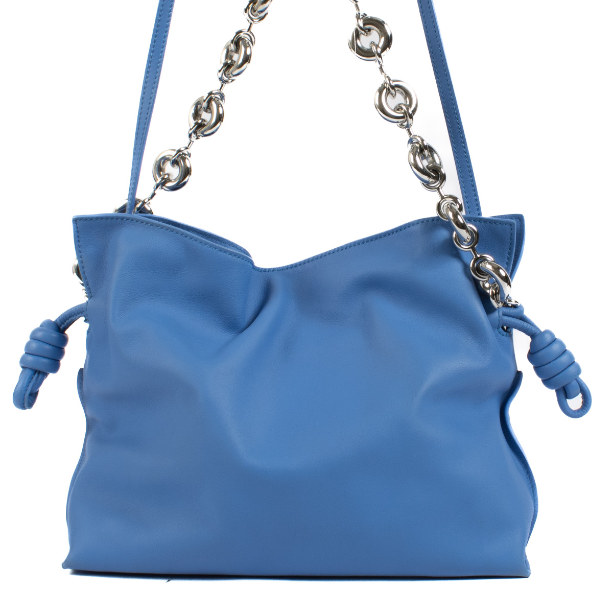 Loewe Blue Leather Flamenco Chain Clutch Bag ○ Labellov Loewe Blue Leather Flamenco Chain Clutch Bag ○ Labellov
