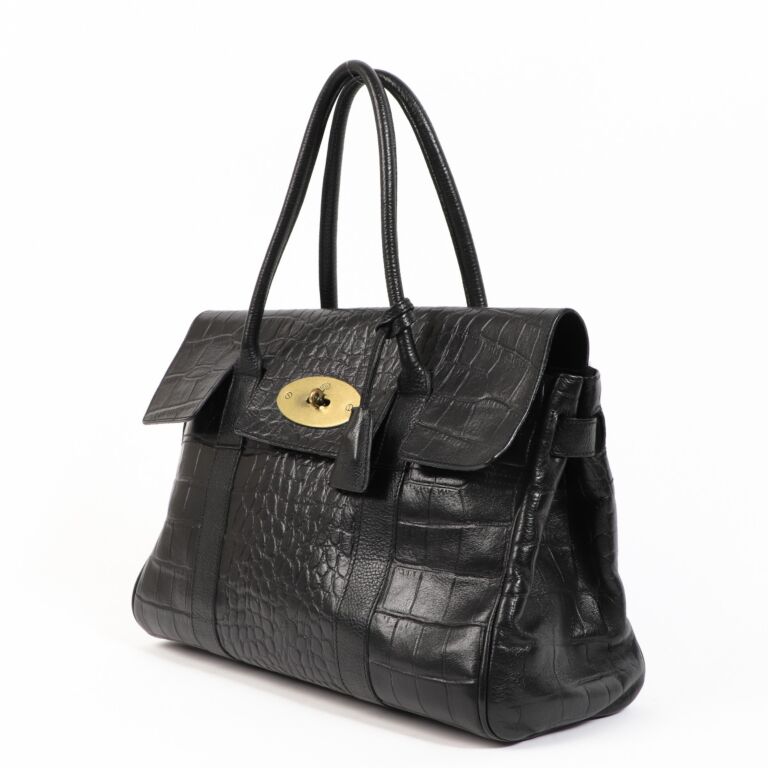 Mulberry Bayswater Black Crocodile Embossed Handbag Mulberry Bayswater Black Crocodile Embossed Handbag