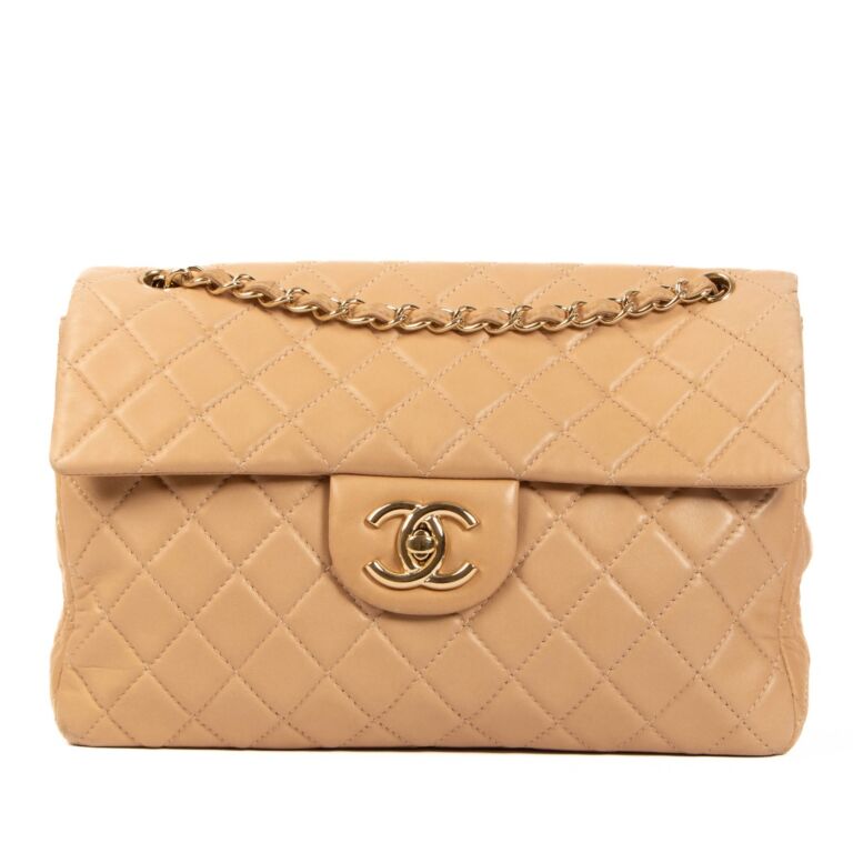 Chanel Beige Lambskin Maxi Classic Bag Labellov Buy and Sell Authentic ...
