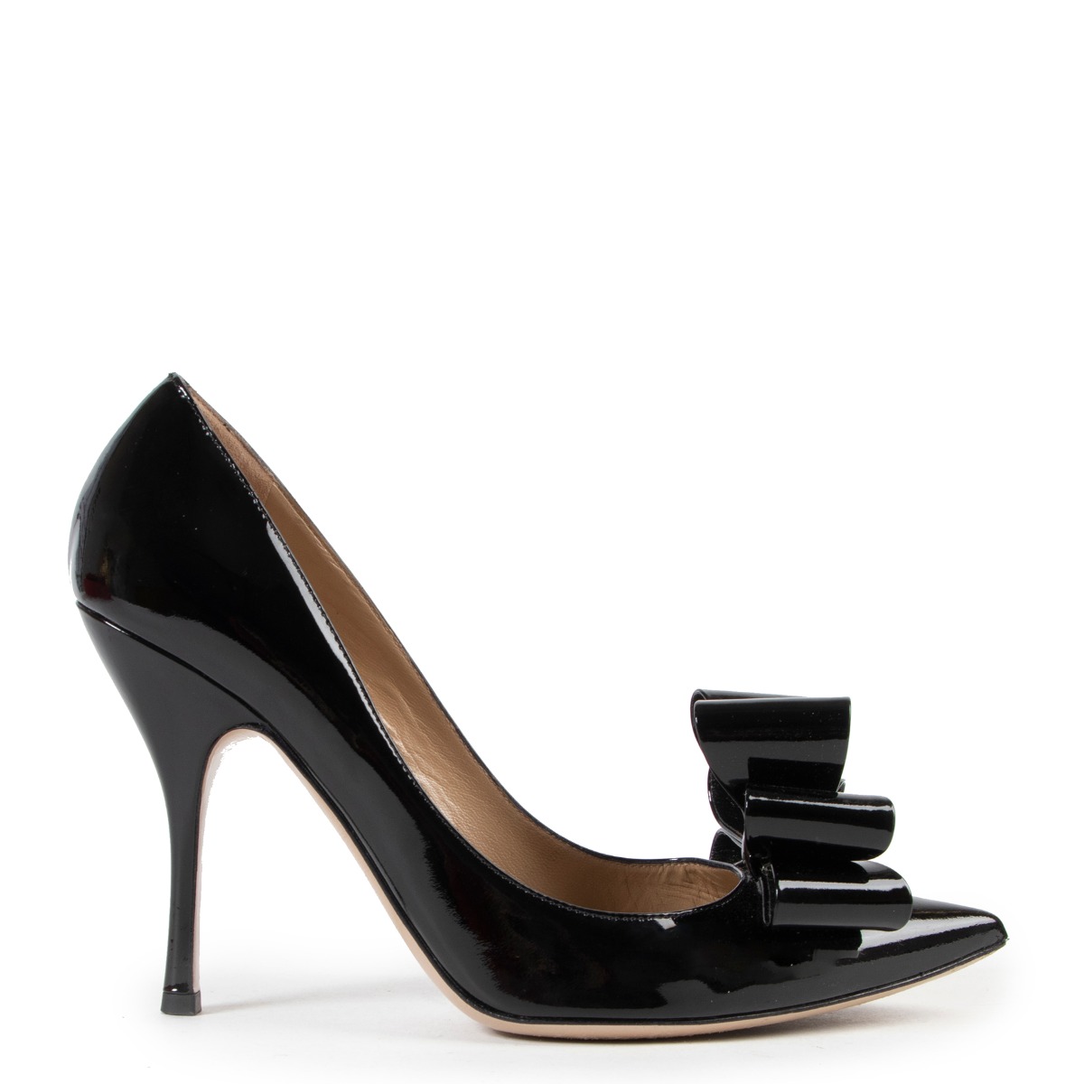 Valentino Garavani Triple Bow Vernice Nero Pumps ○ Labellov Valentino Garavani Triple Bow Vernice Nero Pumps ○ Labellov