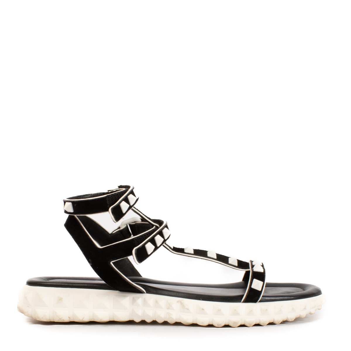 Valentino Garavani Black & White Studded Sandals - Size 37 1 Valentino Garavani Black & White Studded Sandals - Size 37 1
