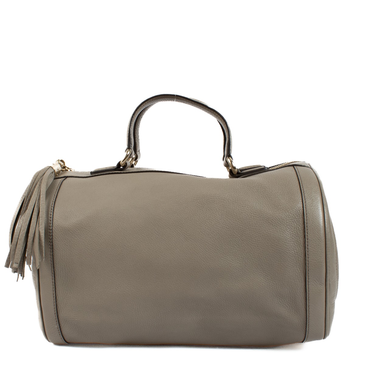 Gucci Taupe Leather Boston Bag ○ Labellov ○ Buy and Sell Gucci Taupe Leather Boston Bag ○ Labellov ○ Buy and Sell