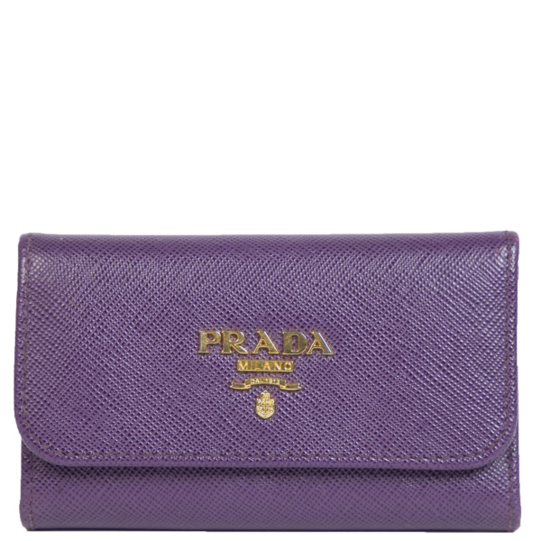 Prada Purple Saffiano Leather Six Key Holder Labellov Buy and Sell ...