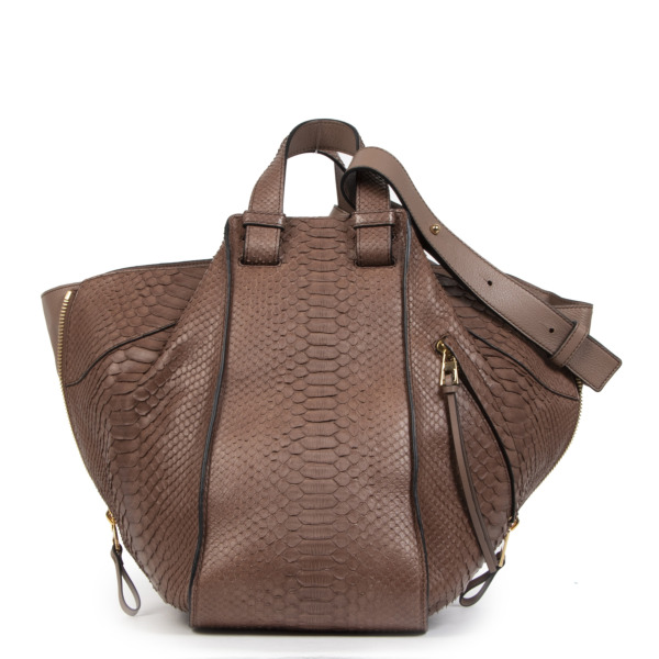 Loewe Hammock Brown Python Large Tote Bag Labellov Buy and Sell ...