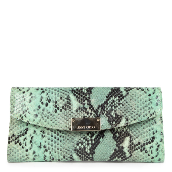 Jimmy Choo Green Python Clutch Labellov Buy and Sell Authentic Luxury