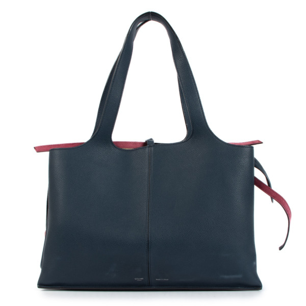 Celine Blue Medium Tri-Fold Tote Bag Labellov Buy and Sell Authentic Luxury
