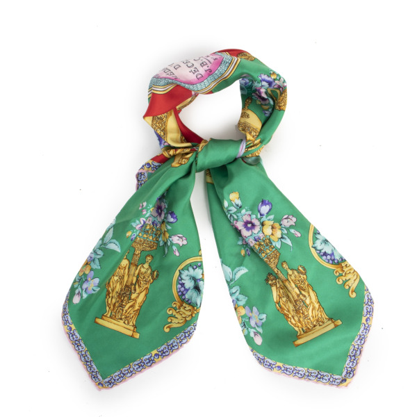Versace Red And Green Silk Scarf Labellov Buy and Sell Authentic Luxury