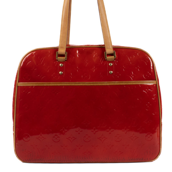 Louis Vuitton Red Monogram Vernis Sutton Bag Labellov Buy and Sell ...