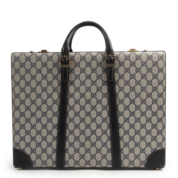 Gucci Blue GG Monogram Canvas Business Briefcase Labellov Buy and Sell ...