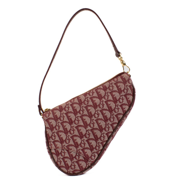 Christian Dior Vintage Burgundy Oblique Saddle Rodeo Pouch Bag Labellov ...