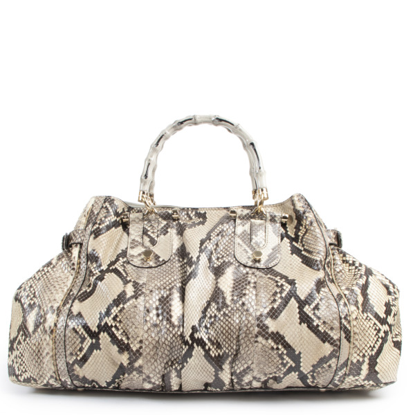 Gucci Brown Python Pop Bamboo Handbag Labellov Buy and Sell Authentic Luxury