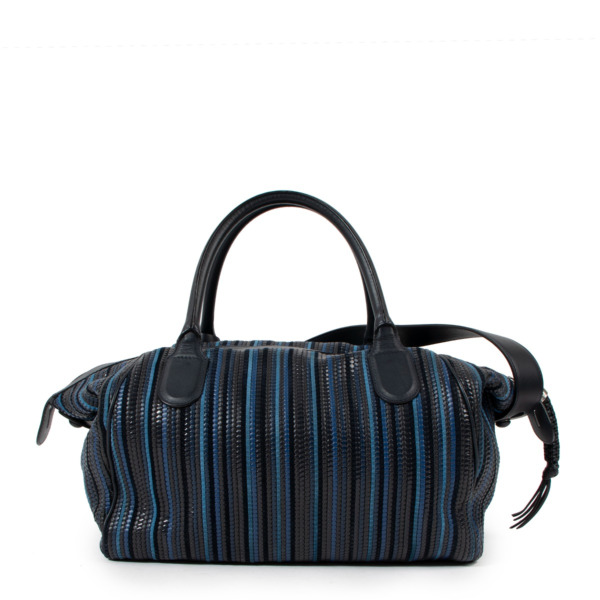 Delvaux Napoli Blue Toile de Cuir Handbag ○ Labellov ○ Buy Delvaux Napoli Blue Toile de Cuir Handbag ○ Labellov ○ Buy