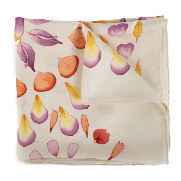 Ferragamo Beige Petal Printed Silk Foulard Labellov Buy and Sell ...