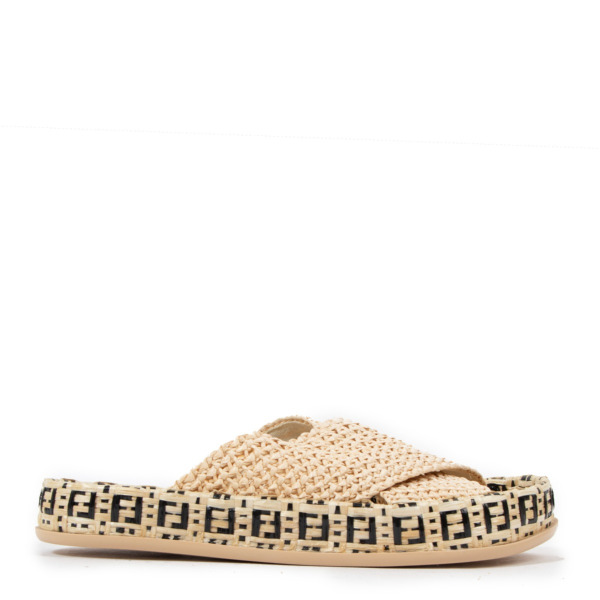 Fendi FF Reflection Raffia Slide Sandals - Size 36 Labellov Buy and ...