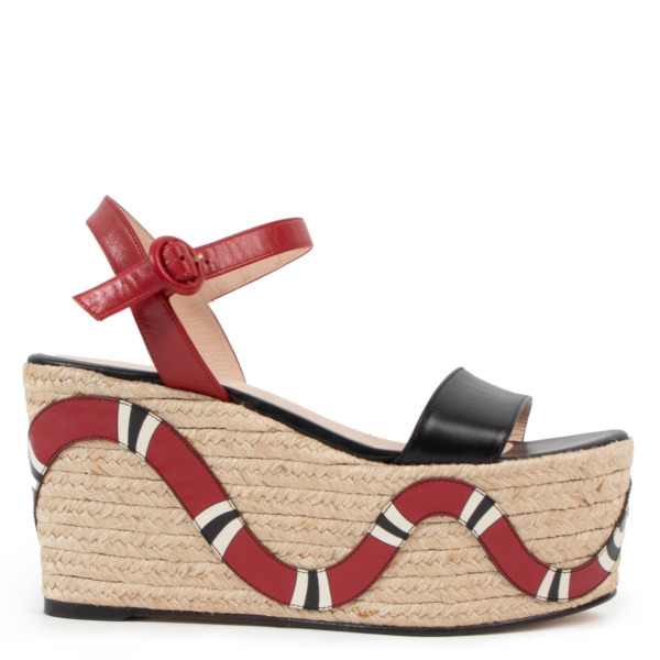 Gucci Snake Raffia Platform Espadrille Sandals Labellov Buy and Sell ...
