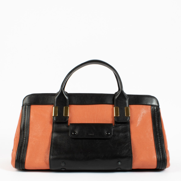 Chloé Salmon/Black Goatskin Medium Alice Satchel Labellov Buy and Sell ...