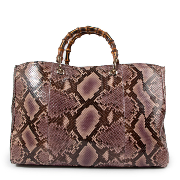 Gucci Pink Python Large Bamboo Shopper Bag Labellov Buy and Sell ...