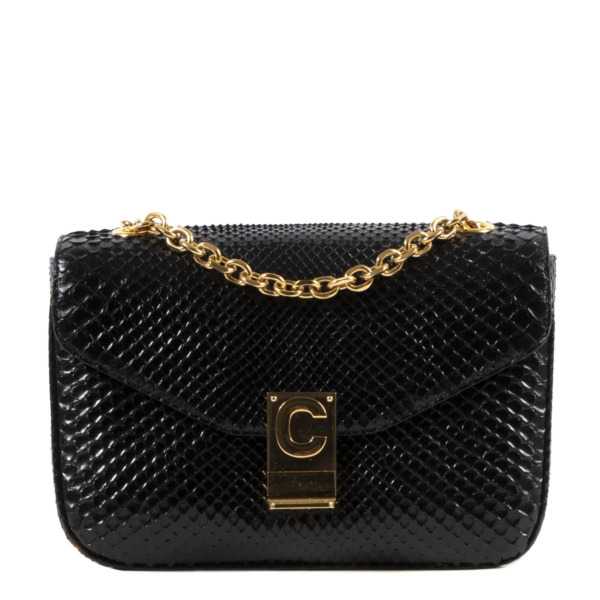 Celine Black Python Medium C Bag Labellov Buy and Sell Authentic Luxury