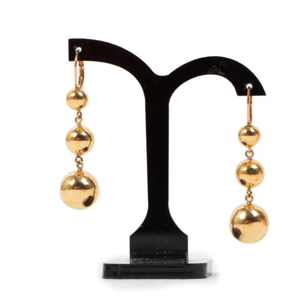 Celine Gold Triple Ball Drop Earrings Labellov Buy and Sell Authentic ...