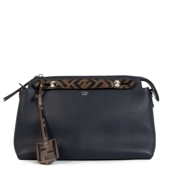 Fendi By The Way Medium Blue Leather Boston Bag Labellov Buy and Sell ...