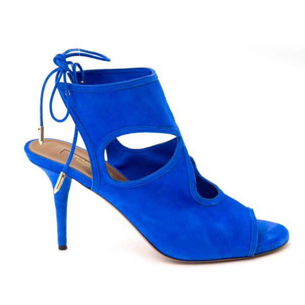 Aquazurra "Sexy Thing" 85 Blue Suede Heels - size 39.5 Labellov Buy and ...