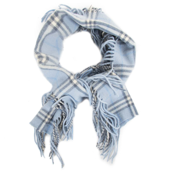 Burberry Baby Blue Fringe Scarf Labellov Buy and Sell Authentic Luxury