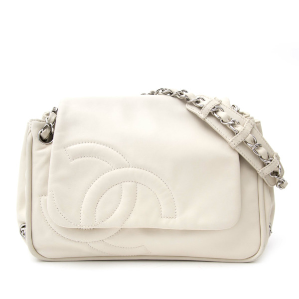 Chanel Accordion Cream Flap Bag Labellov Buy and Sell Authentic Luxury
