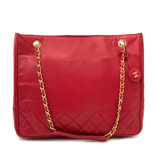 Chanel Red Shopping Tote Labellov Buy and Sell Authentic Luxury
