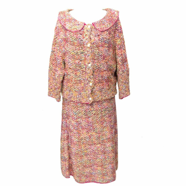 Chanel Multicolor Pink Tweed Set Labellov Buy and Sell Authentic Luxury