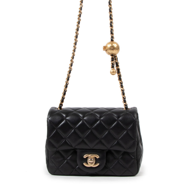 Chanel Black Mini Square Pearl Crush Lambskin Leather Flap Bag Labellov ...