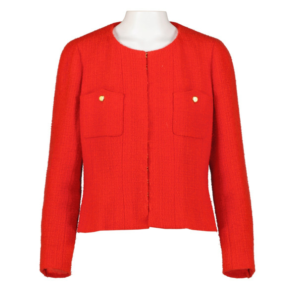 Chanel 1996 Red Tweed Jacket Labellov Buy and Sell Authentic Luxury