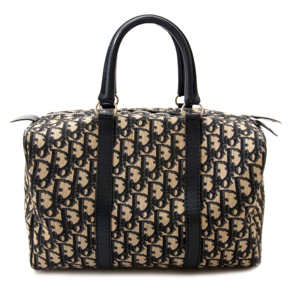 Dior Blue Monogram Boston Handbag Labellov Buy and Sell Authentic Luxury