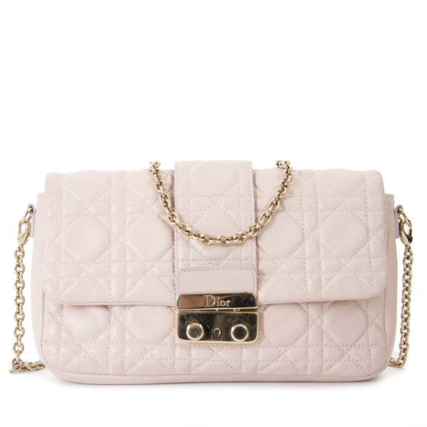 Christian Dior Pale Pink Cannage Quilted Lambskin New Lock Pouch ...