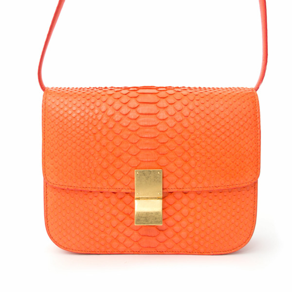 Celine Orange Python Box Bag Labellov Buy and Sell Authentic Luxury