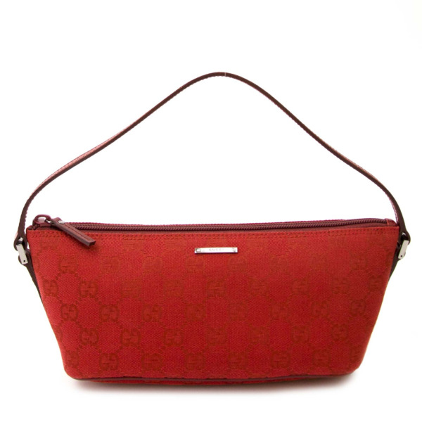 Gucci Red Monogram Accessory Pouch Labellov Buy and Sell Authentic Luxury