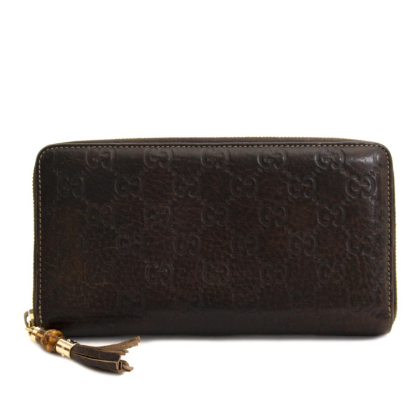 Gucci Signature Brown Leather Extra Large Zip Wallet Labellov Buy and ...