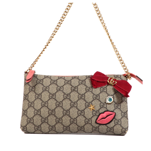 Gucci Monogram Patches Pochette Clutch Bag Labellov Buy and Sell ...