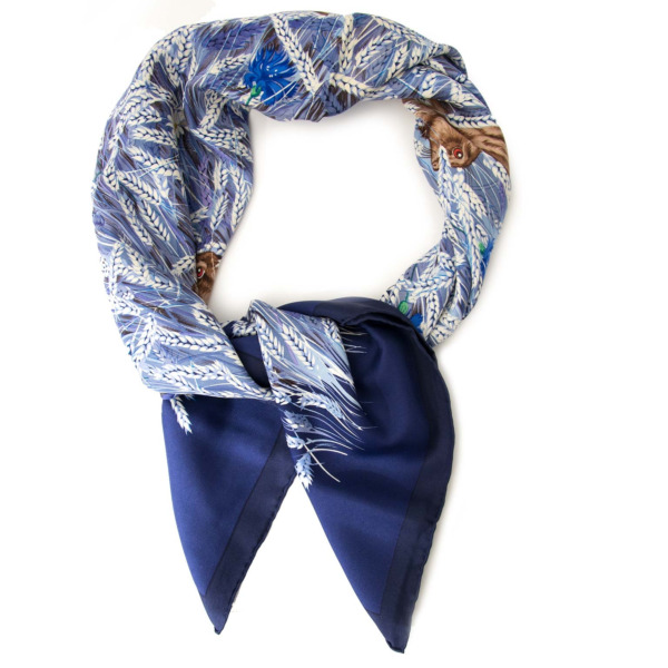 Hermès Carré Blue Rabbit Field Silk Scarf Labellov Buy and Sell ...