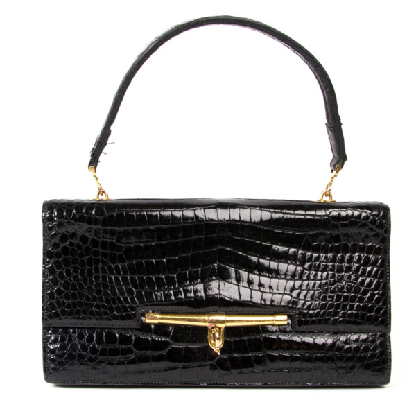 Hermès Vintage Black Croco Top Hande Bag Labellov Buy and Sell ...