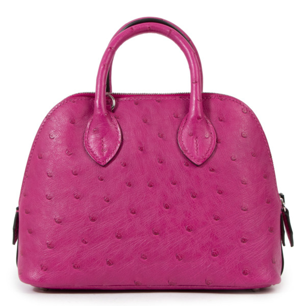 Hermès Bolide 1923 Mini Ostrich Rose Pourpre PHW Labellov Buy and Sell ...