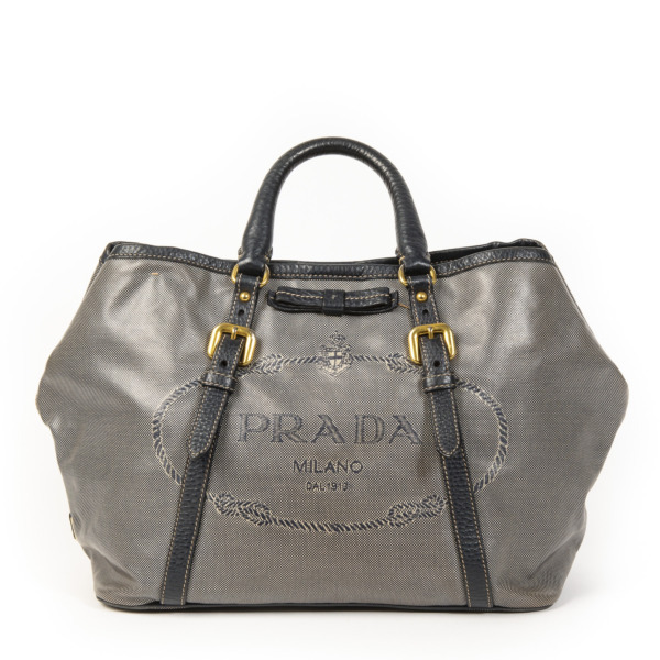 Prada Blue Logo Tote Bag Labellov Buy and Sell Authentic Luxury