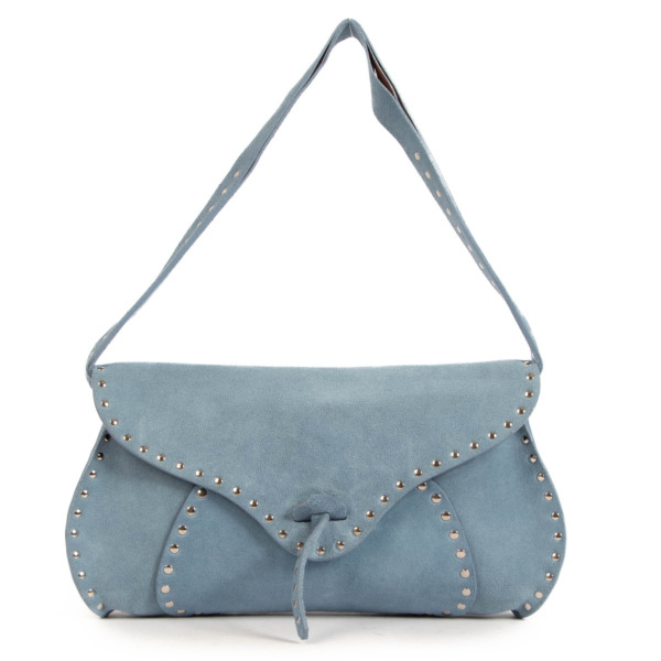 Celine Light Blue Suede Poulbot Bag Labellov Buy and Sell Authentic Luxury