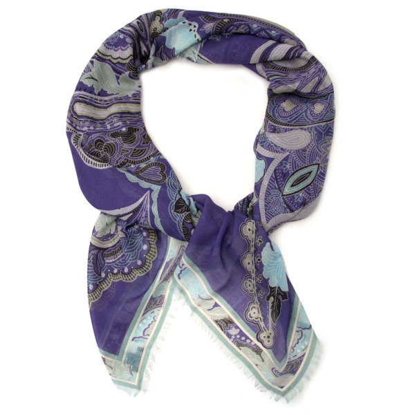 Leonard Purple Light Blue Flower Scarf Labellov Buy and Sell Authentic ...
