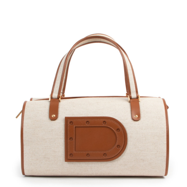 Delvaux Beige Canvas Astrid Boston Bag Labellov Buy and Sell Authentic ...