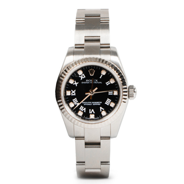 Rolex Oyster Perpetual 18K White Gold Diamond & Stainless Steel Watch ...