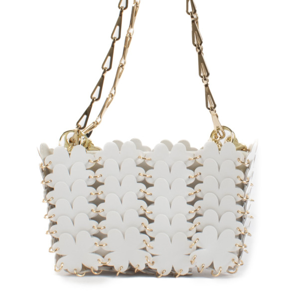 Paco Rabanne White Floral Disc Bag Labellov Buy and Sell Authentic Luxury