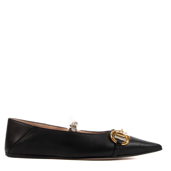 Gucci Black Leather Horsebit Ballerina Flats - size 37,5 Labellov Buy ...