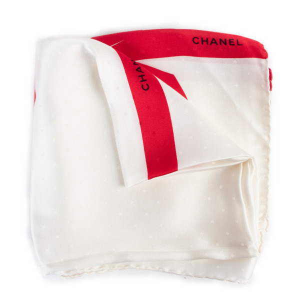 Chanel Red Bows Silk Scarf Labellov Buy and Sell Authentic Luxury