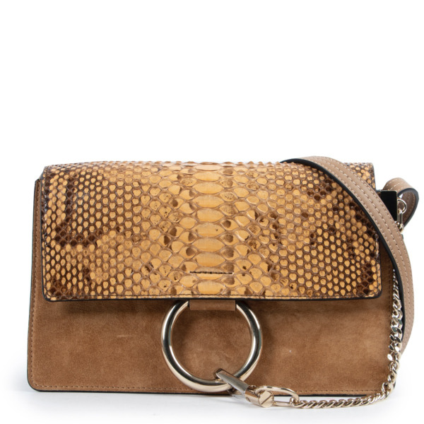 Chloé Cognac Suede Python Small Faye Crossbody Bag Labellov Buy and ...