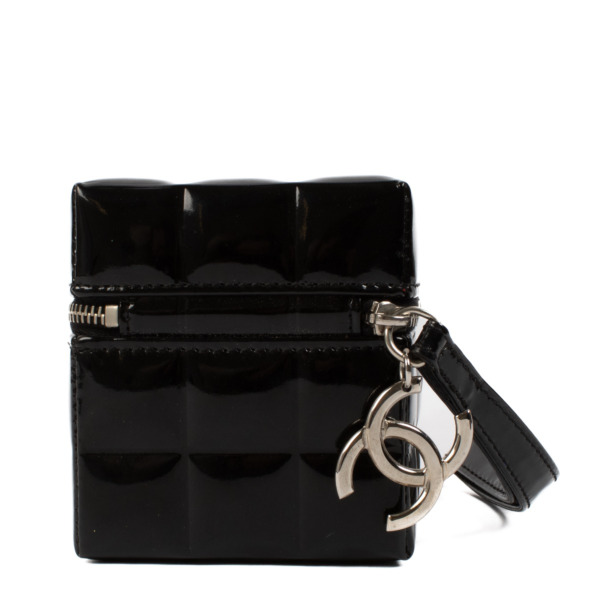 Chanel Black Patent Leather Cube Clutch Labellov Buy and Sell Authentic ...